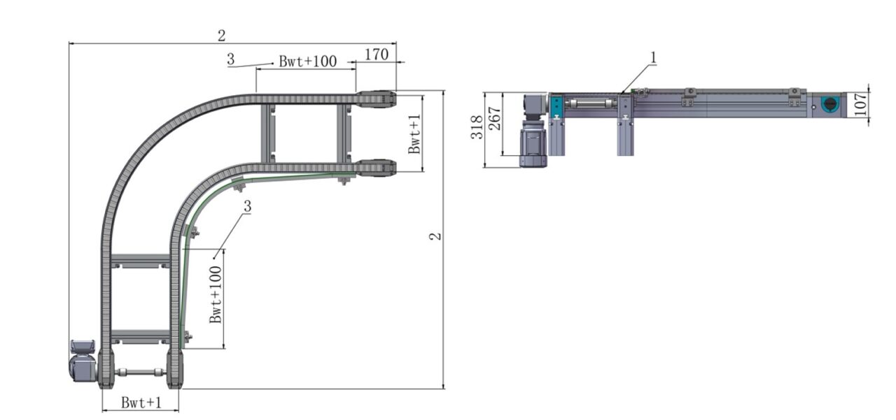 CV2/90 Degree Flat Top Chain Conveyor Curve - Vitrans